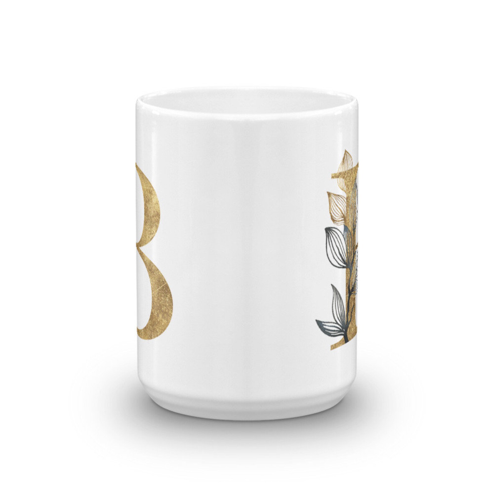 Golden Floral Monogram Letter B Mug, Unique Coffee Mugs, Novelty Coffee ...