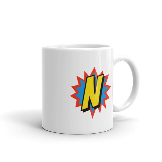 Comic Mug Superhero Gift Letter N Coffee Mug Travel Mug - Etsy