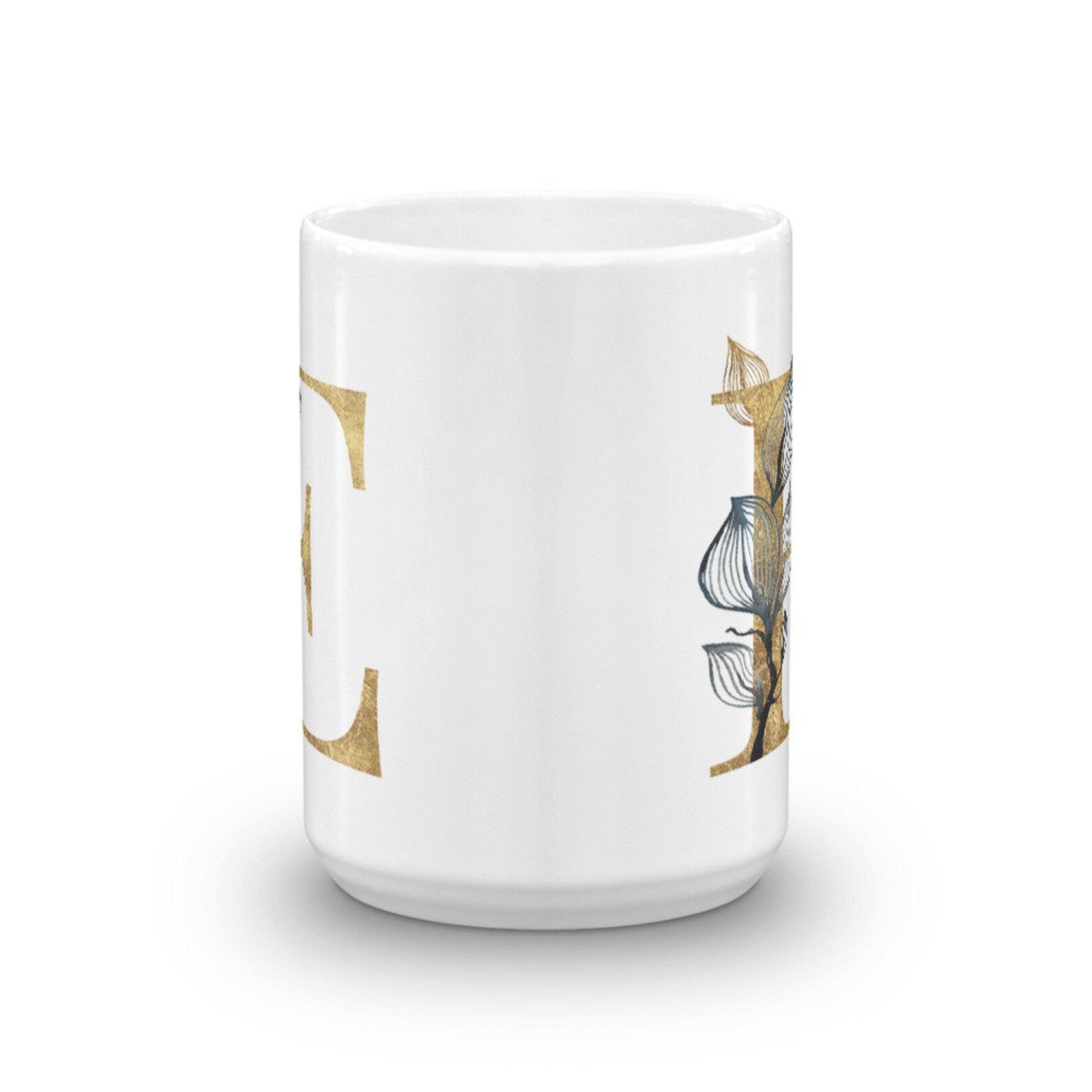 Golden Floral Monogram Letter E Mug, Unique Coffee Mugs, Novelty Coffee ...