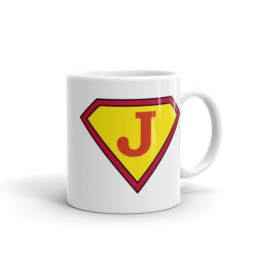 J Letter Mug Superhero Monogram Coffee Mug Family Matching Personalized ...