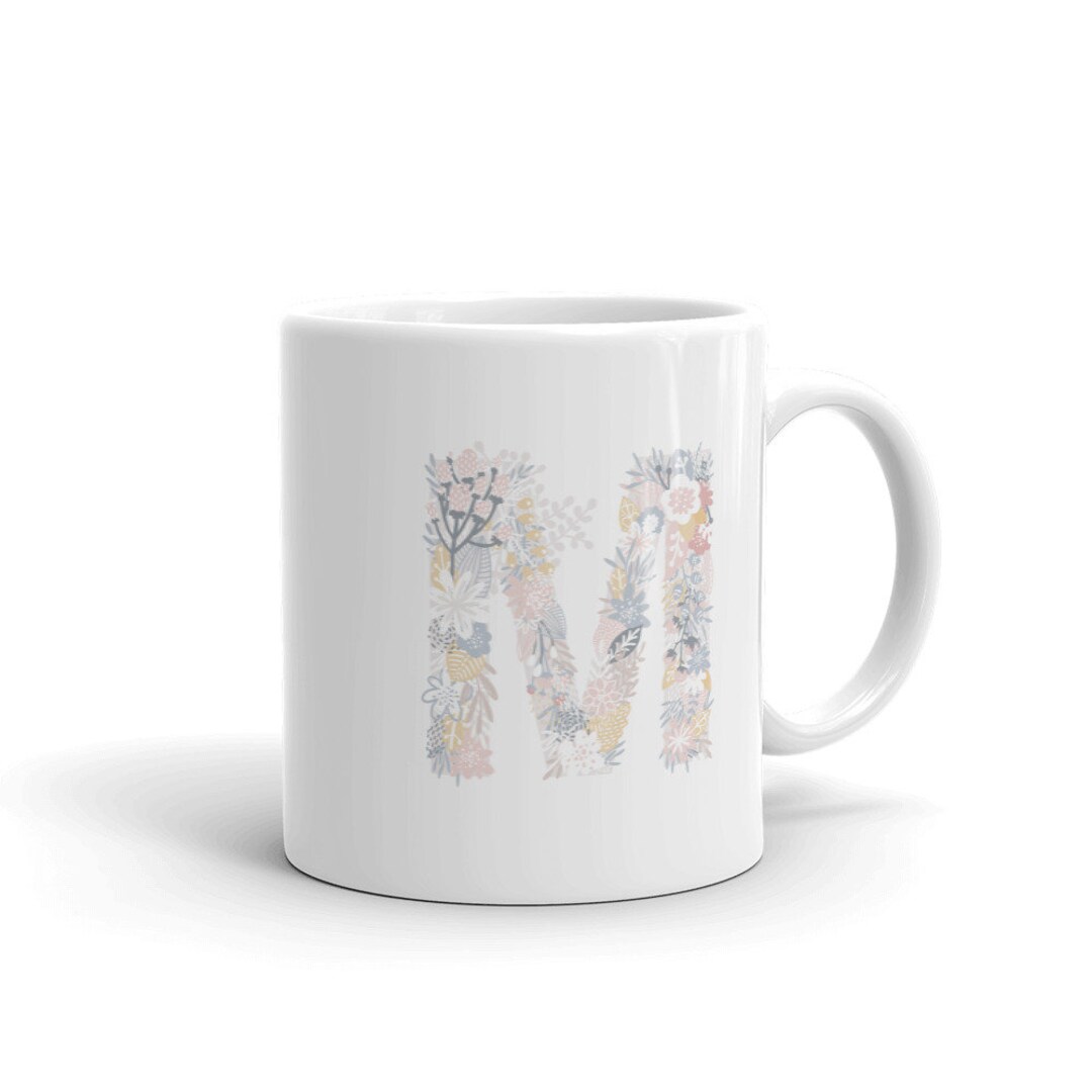 Monogram Letter Mug Nature Flowers Letter M | Coffee Mug, Travel Mug ...