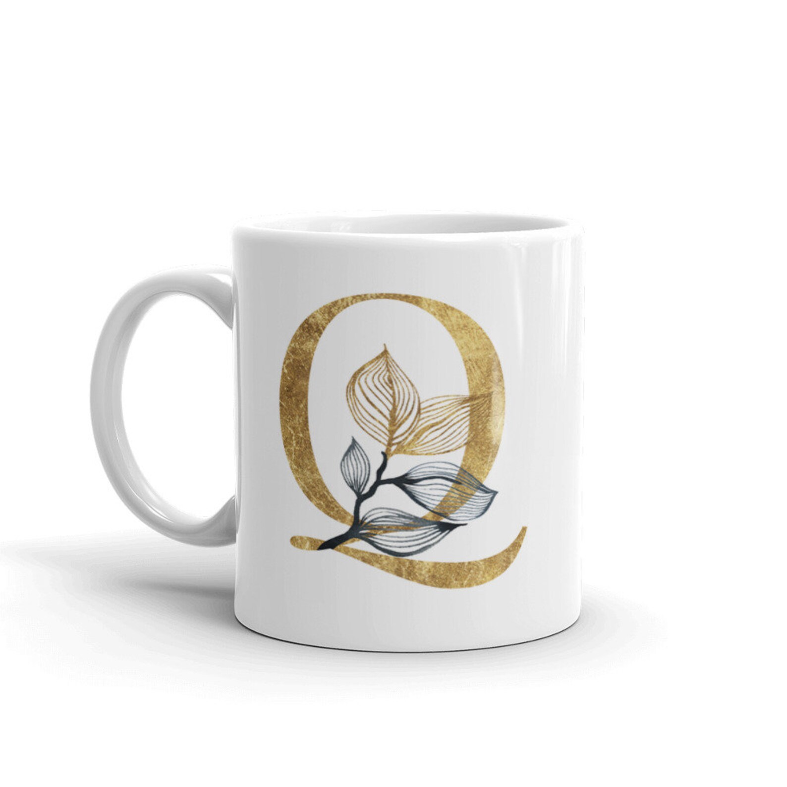 Golden Floral Monogram Letter Q Mug Unique Coffee Mugs - Etsy UK