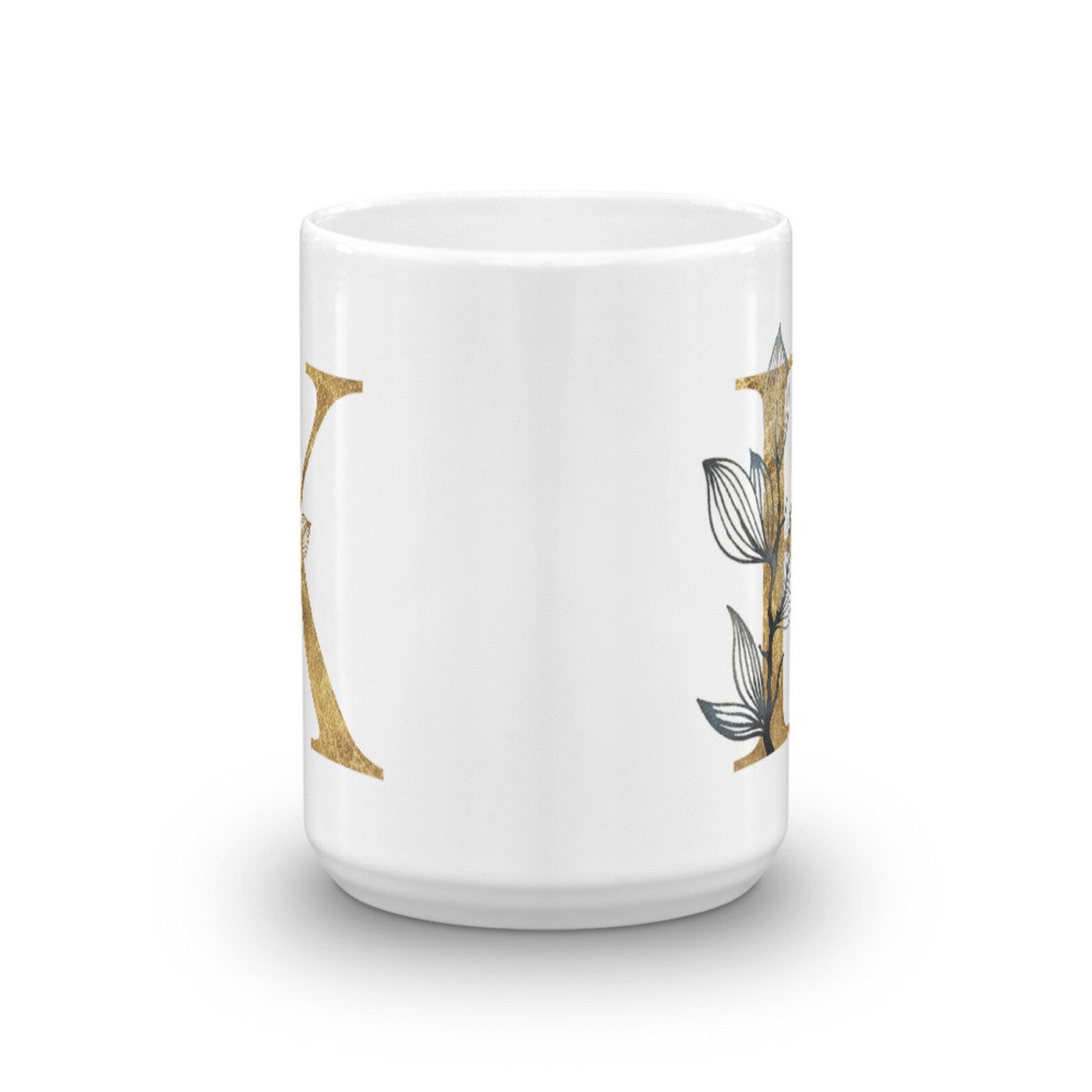 Golden Floral Monogram Letter K Mug, Unique Coffee Mugs, Novelty Coffee ...