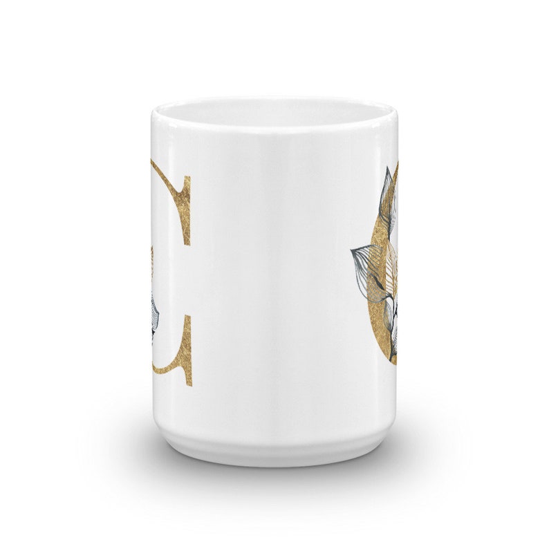 Golden Floral Monogram Letter C Mug, Unique Coffee Mugs, Novelty Coffee ...
