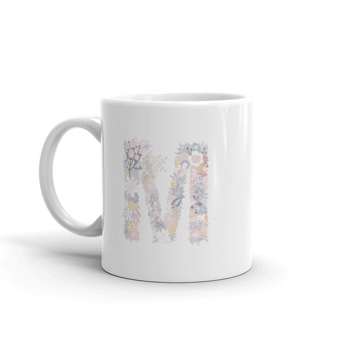 Monogram Letter Mug Nature Flowers Letter M | Coffee Mug, Travel Mug ...