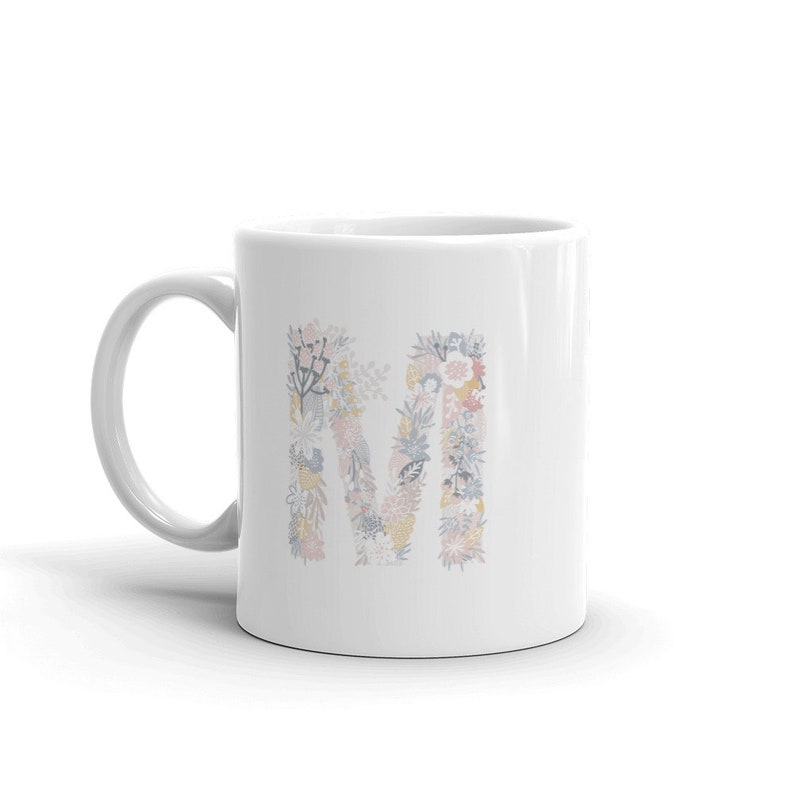 Monogram Letter Mug Nature Flowers Letter M | Coffee Mug, Travel Mug ...