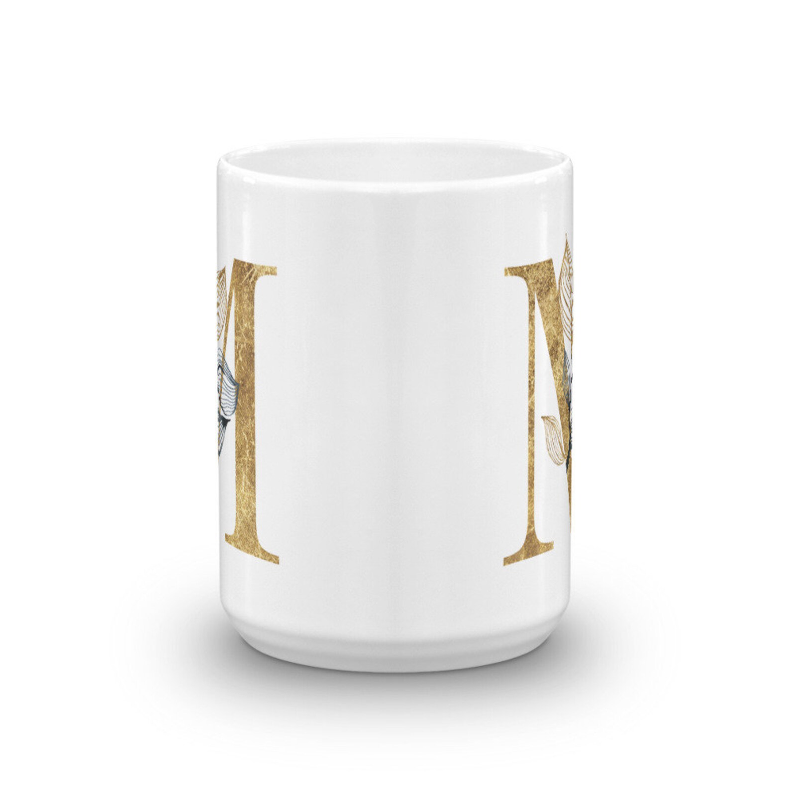 Golden Floral Monogram Letter M Mug Unique Coffee Mugs - Etsy UK
