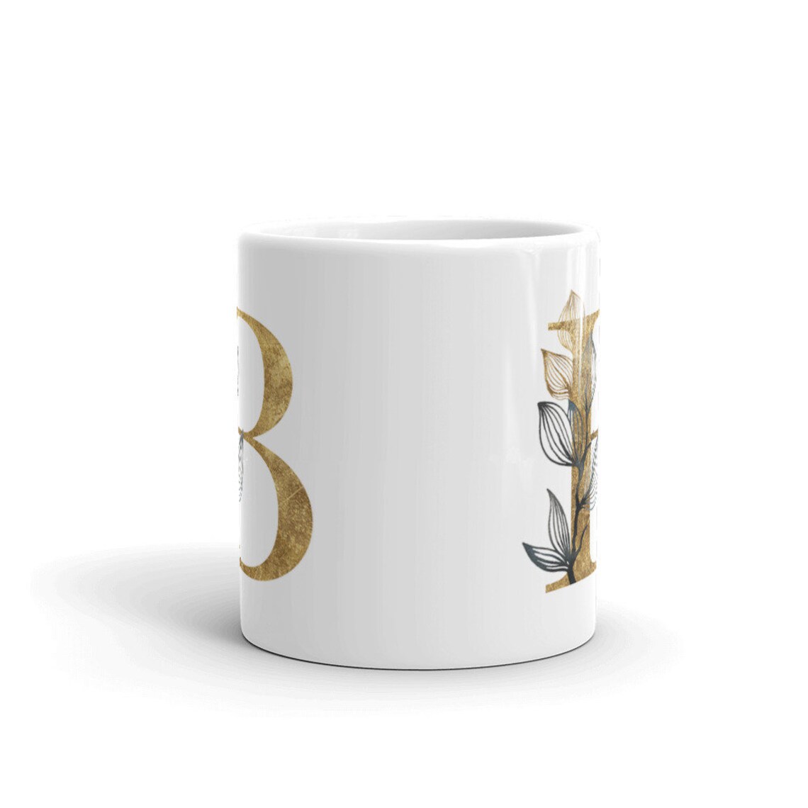 Golden Floral Monogram Letter B Mug, Unique Coffee Mugs, Novelty Coffee ...
