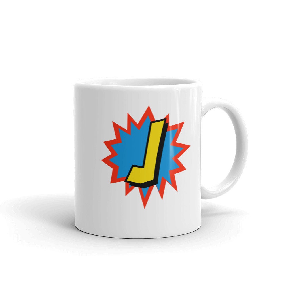 Comic Mug Superhero Gift Letter J Coffee Mug Travel Mug | Etsy