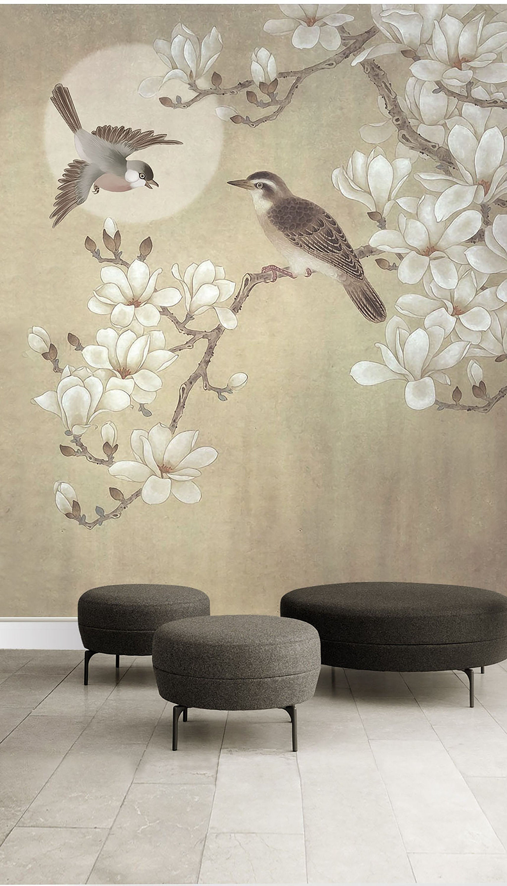 Magnolia Flowers Wallpapper 3d Embossed Mural Beautiful | Etsy