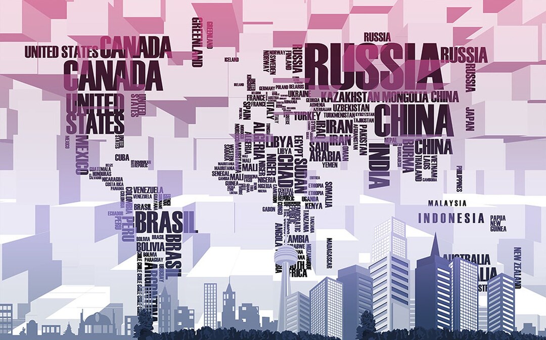 World Map Wallpaper Modern Wall Mural Home Decor for Living Room ...