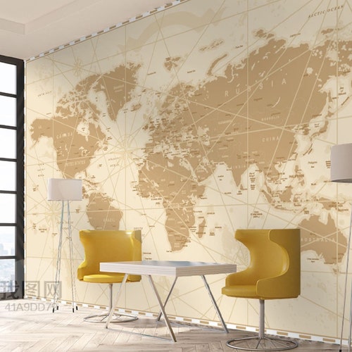 World Map Wallpaper Modern Wall Mural Home Decor for Living - Etsy