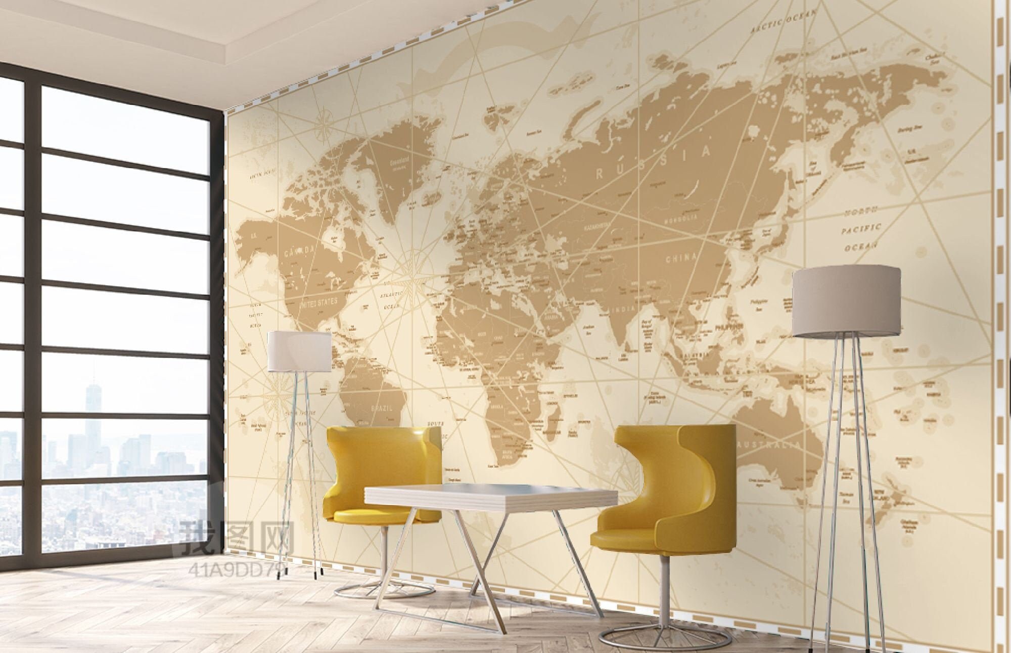 World Map Wallpaper Wall Mural Home Decor for Living Room - Etsy