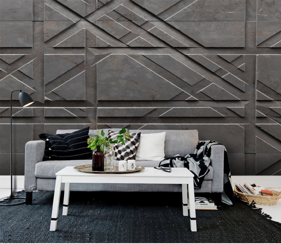 Geometric Steel 3d Embossed Wall Mural Beautiful Wall Paper - Etsy