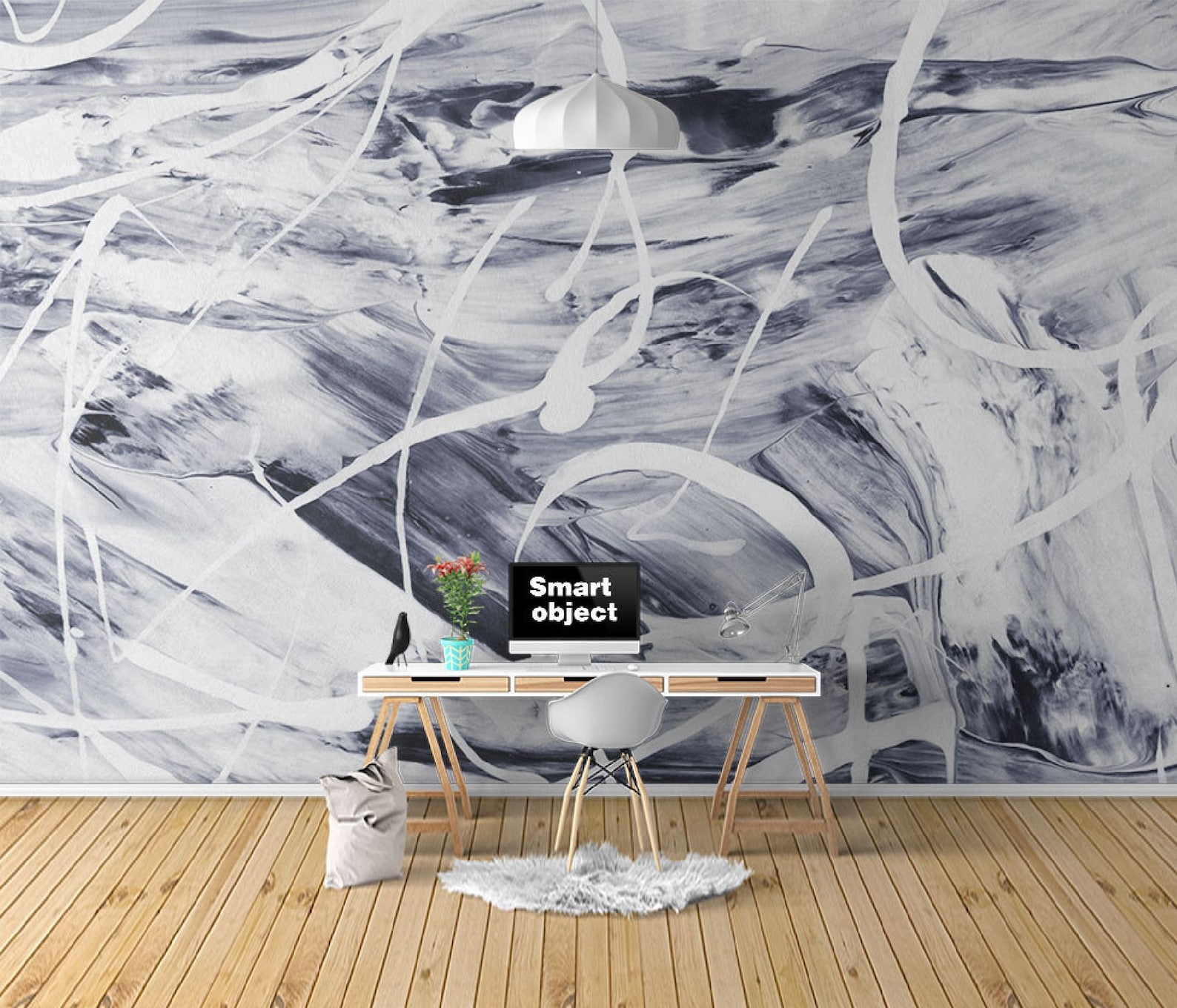 White Waves Abstract Wallpaper Wall Mural Fabric Textile Wall | Etsy