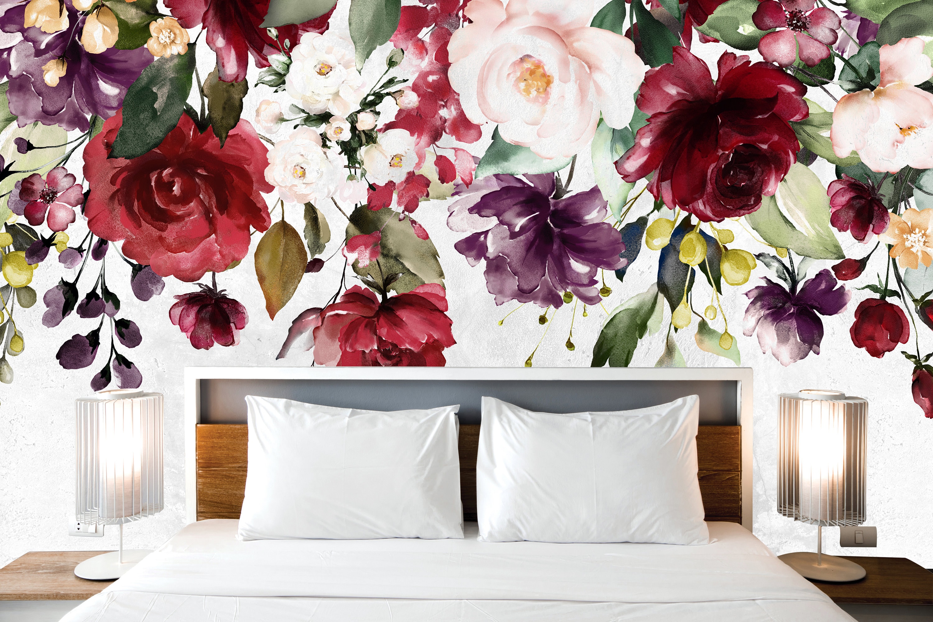 Rose Wallpaper Removable Wall Mural Fabric Textile Wall | Etsy