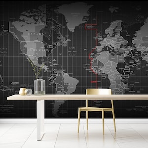 Technology World Map Wallpaper Wall Wall Mural Modern Home Decor for ...