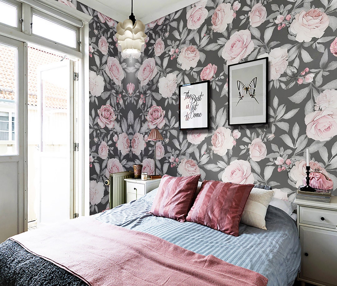 Floral Wall Mural Flowers Wallpaper Modern Home Decor for - Etsy