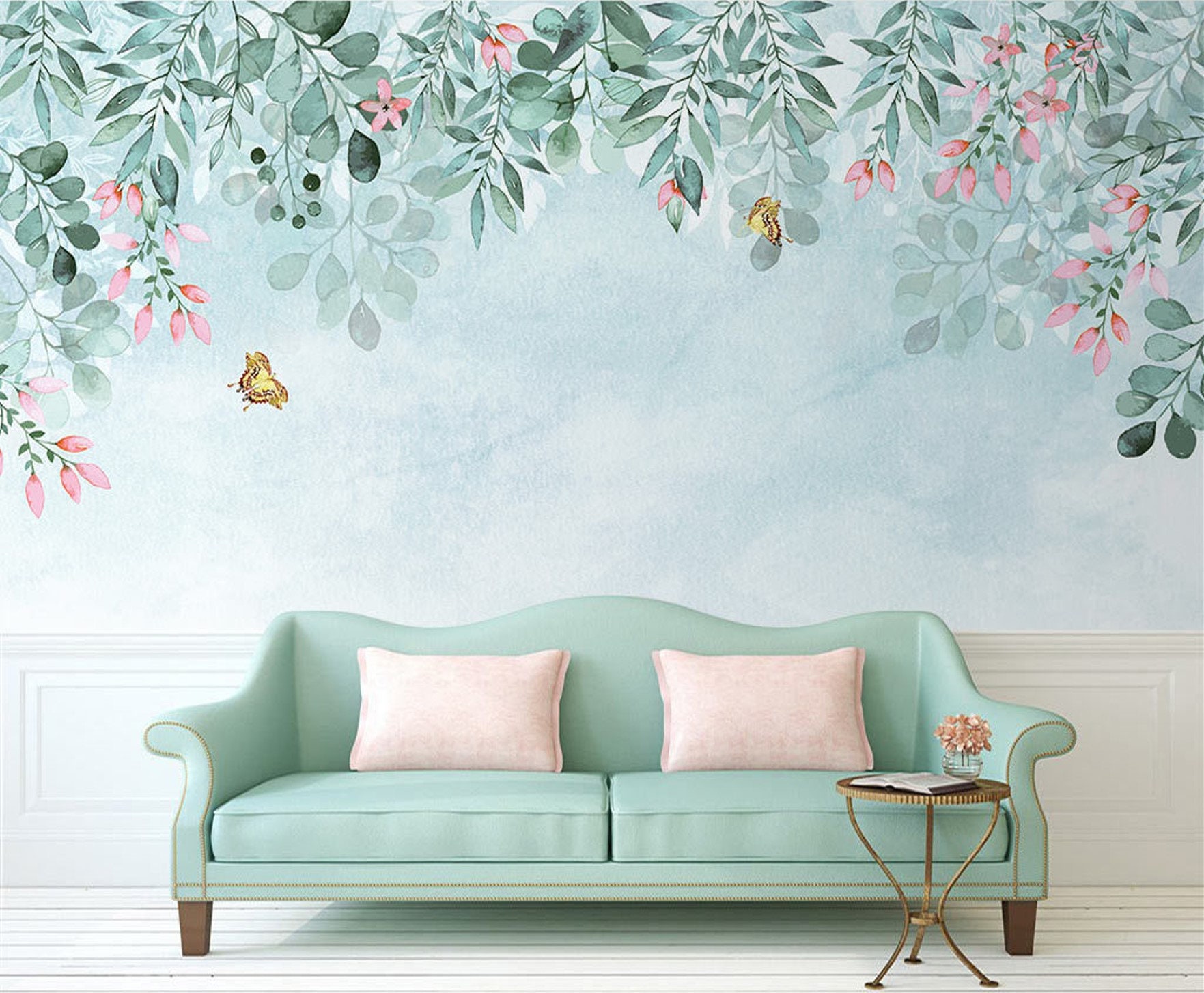 Floral Wallpaper Mural Flower Wall Mural Botanical - Etsy