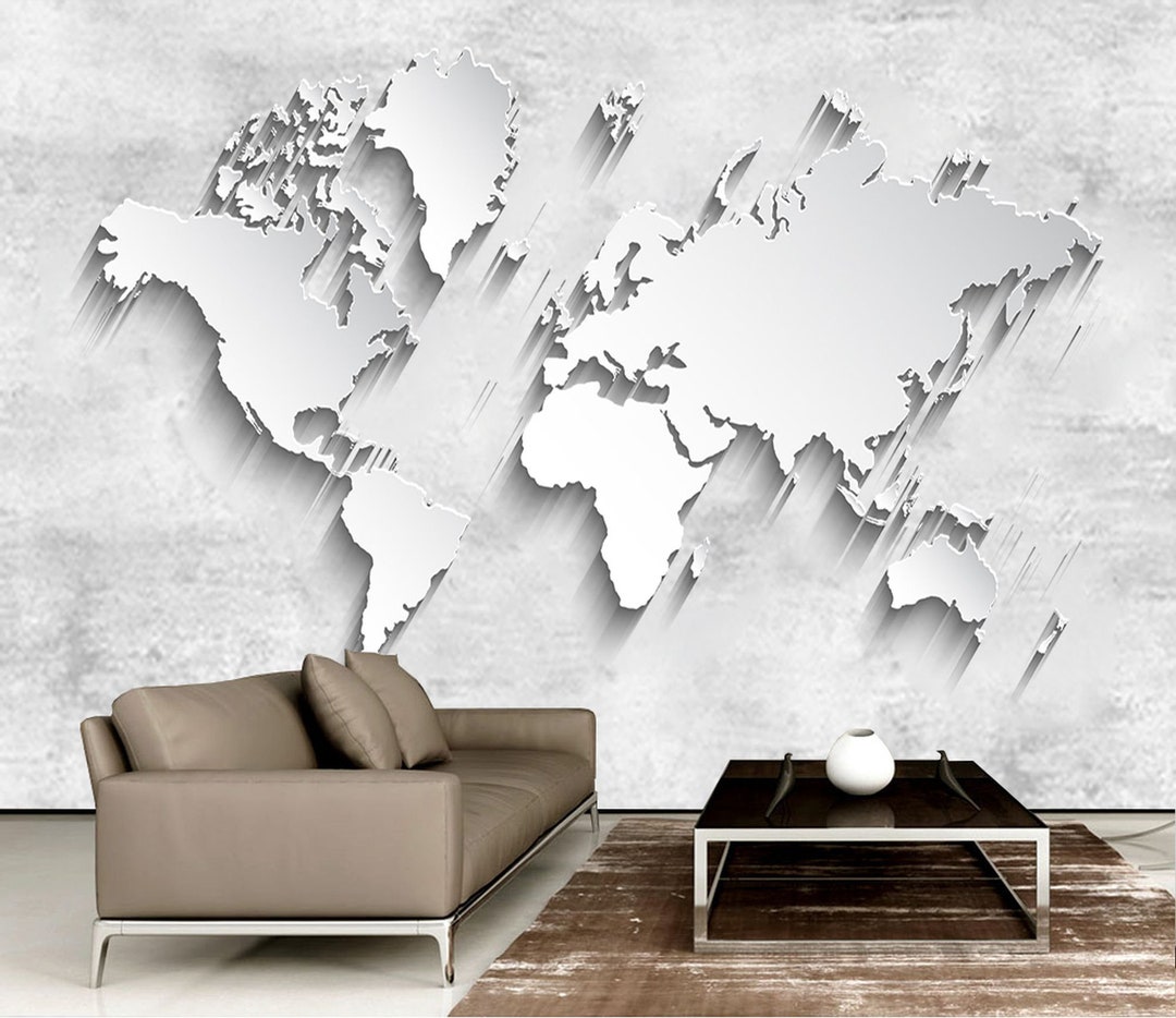 World Map Wallpaper Modern Wall Mural Home Decor for Living Room ...