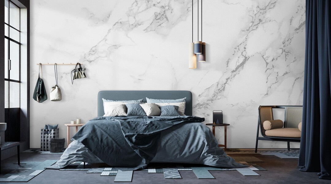 Marble Wall Mural: Neutral White Stone Look (peel and Stick) - Etsy