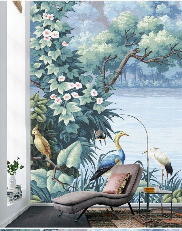 Rainforrest Floral Wall Mural Birds Wallpaper Modern Home | Etsy