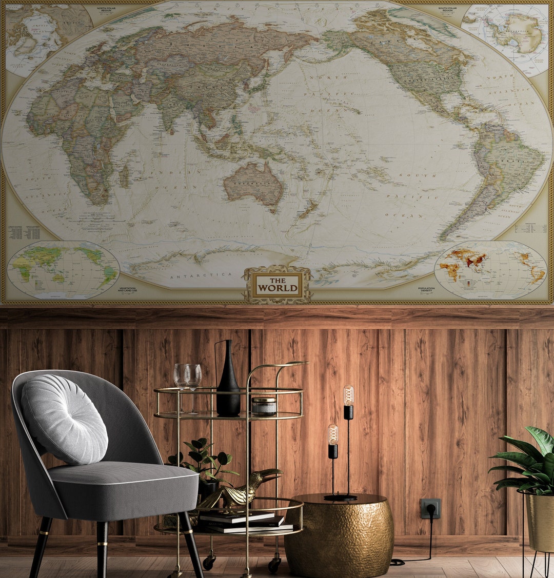 Mural de parede do mapa mundi, decoração moderna para casa, sala de ...