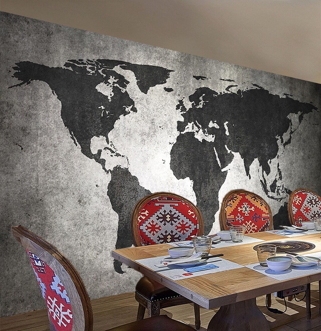 World Map Wallpaper Modern Wall Mural Home Decor for Living Room ...