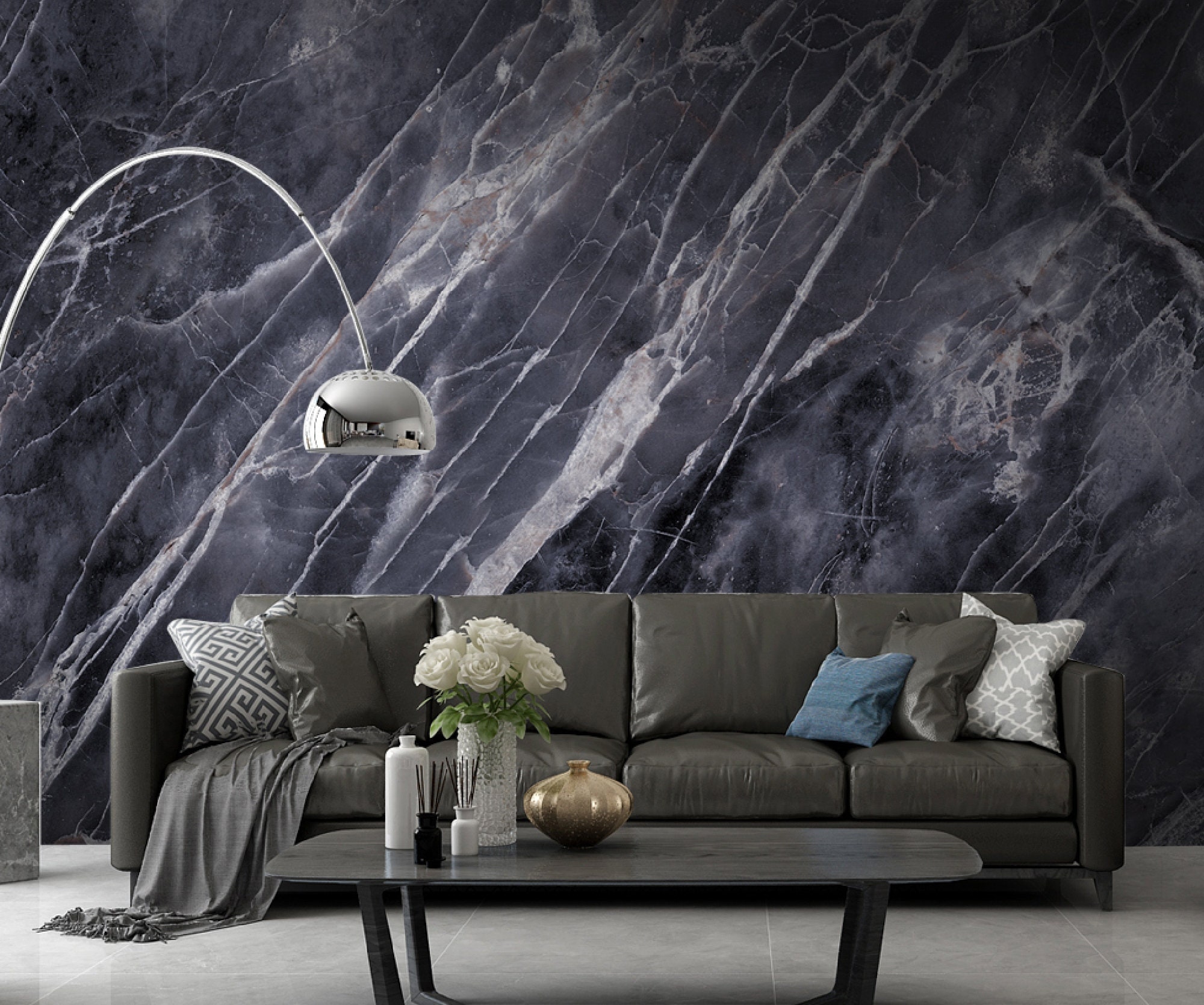 Marble Wall Mural 3d Embossed Beautiful Wall Paper for Living | Etsy