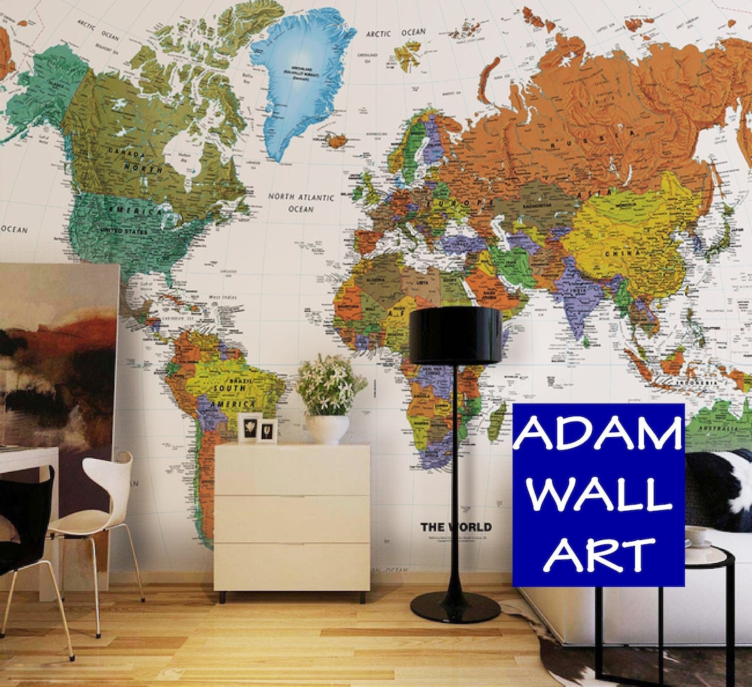 World Map Wallpaper Modern Wall Mural Home Decor for Living Room ...