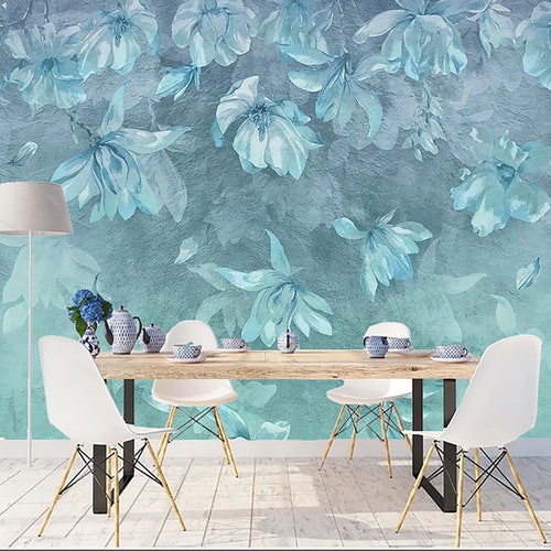 Floral Wall Mural Flowers Wallpaper Modern Home Decor for - Etsy