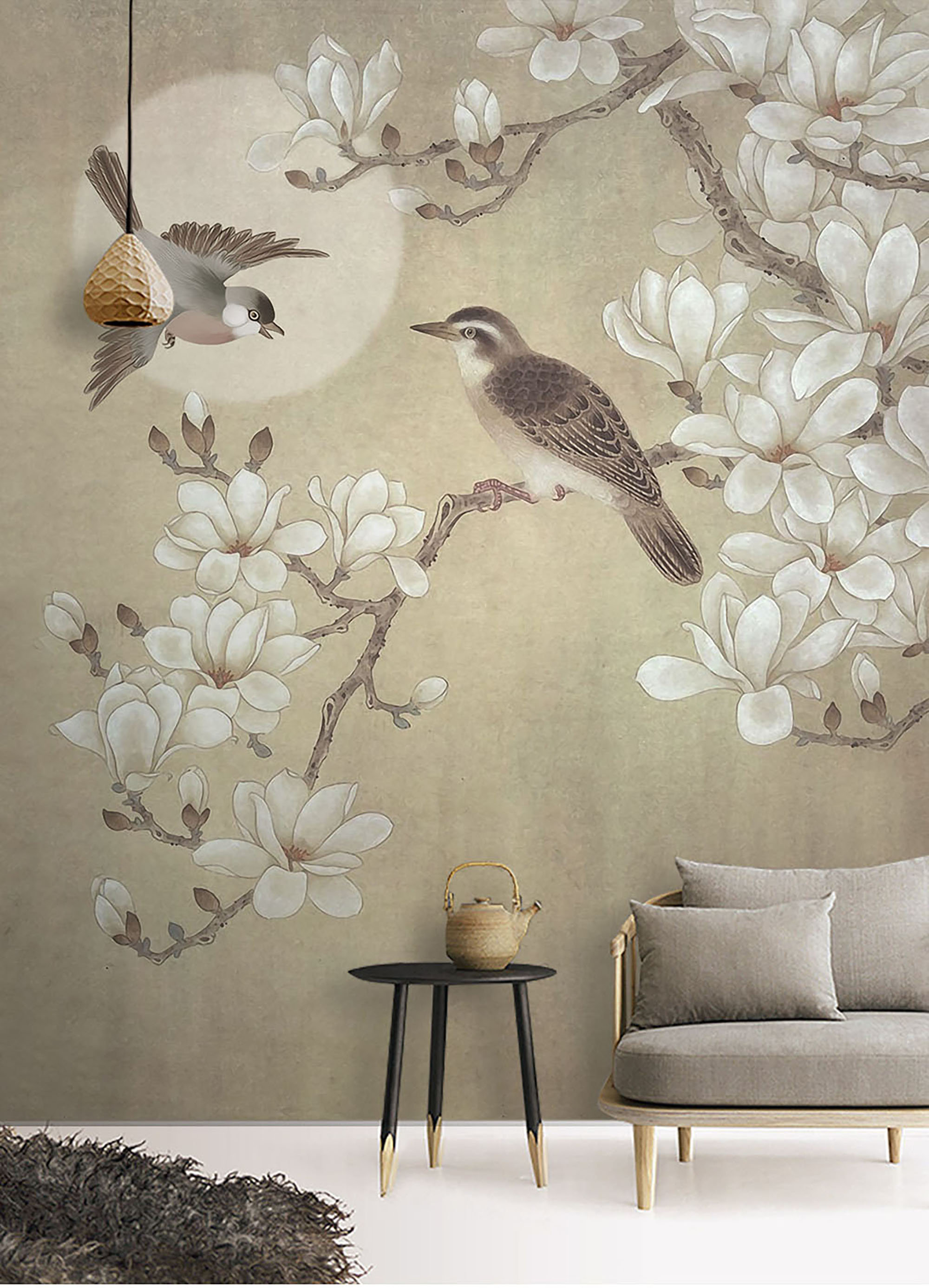 Magnolia Flowers Wallpapper 3d Embossed Mural Beautiful | Etsy