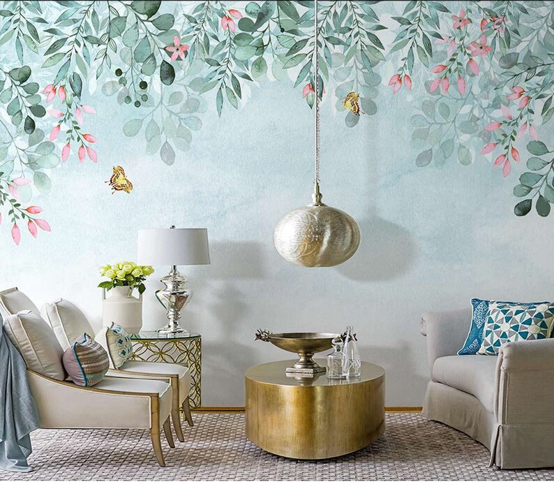 Floral Wallpaper Mural Flower Wall Mural Botanical - Etsy