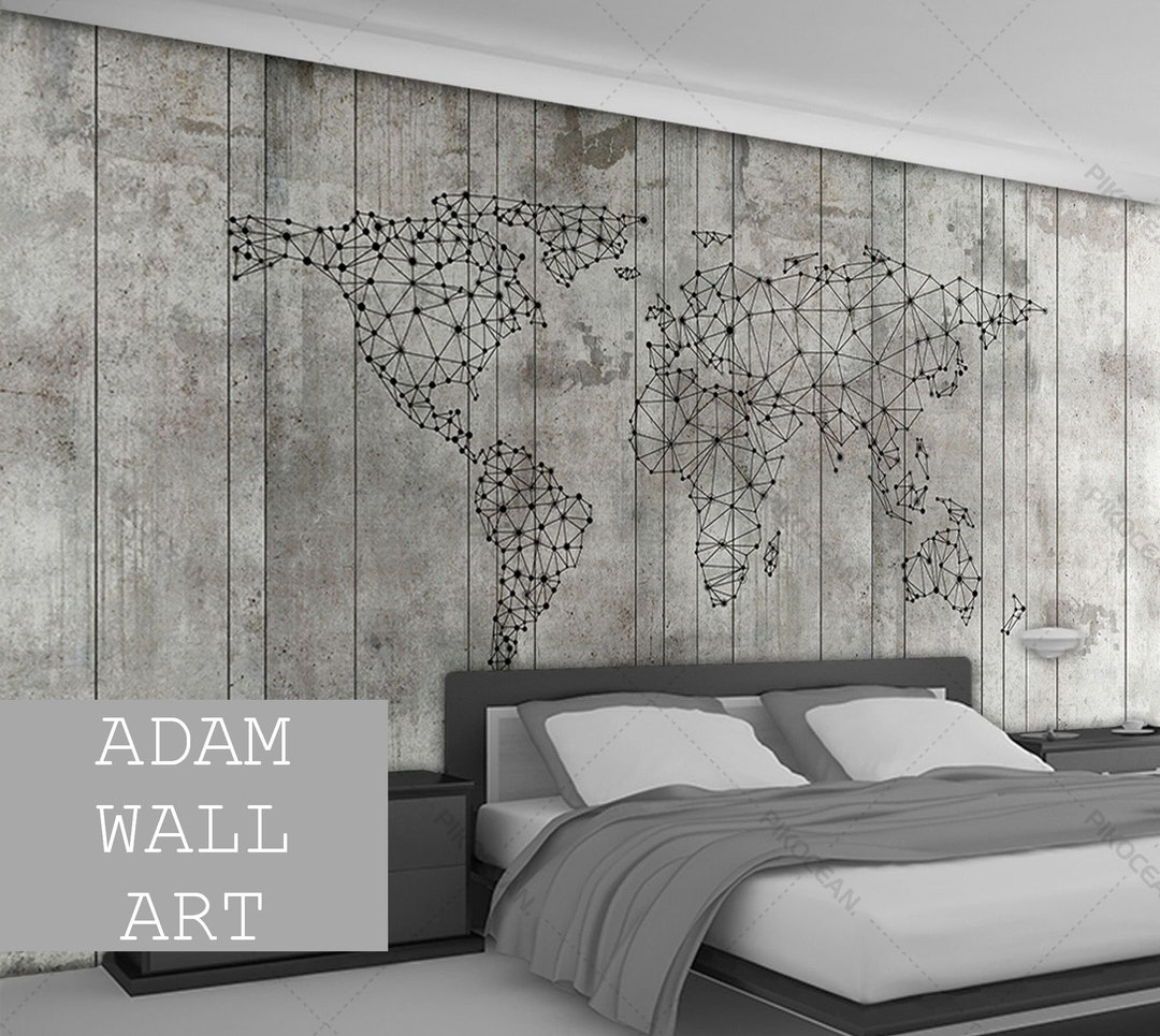 World Map Wallpaper, Wall Mural Home Decor for Living Room Bedroom ...