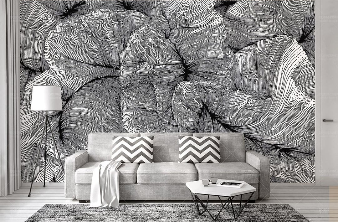 Floral Wall Mural Flowers Wallpaper Modern Home Decor for Living Room ...