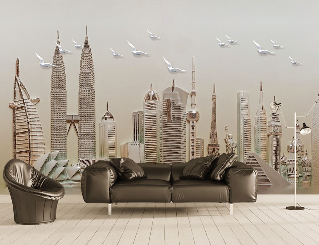 City Wallpaper Modern Wall Mural for Livingroom, Cafe, Entryway and ...