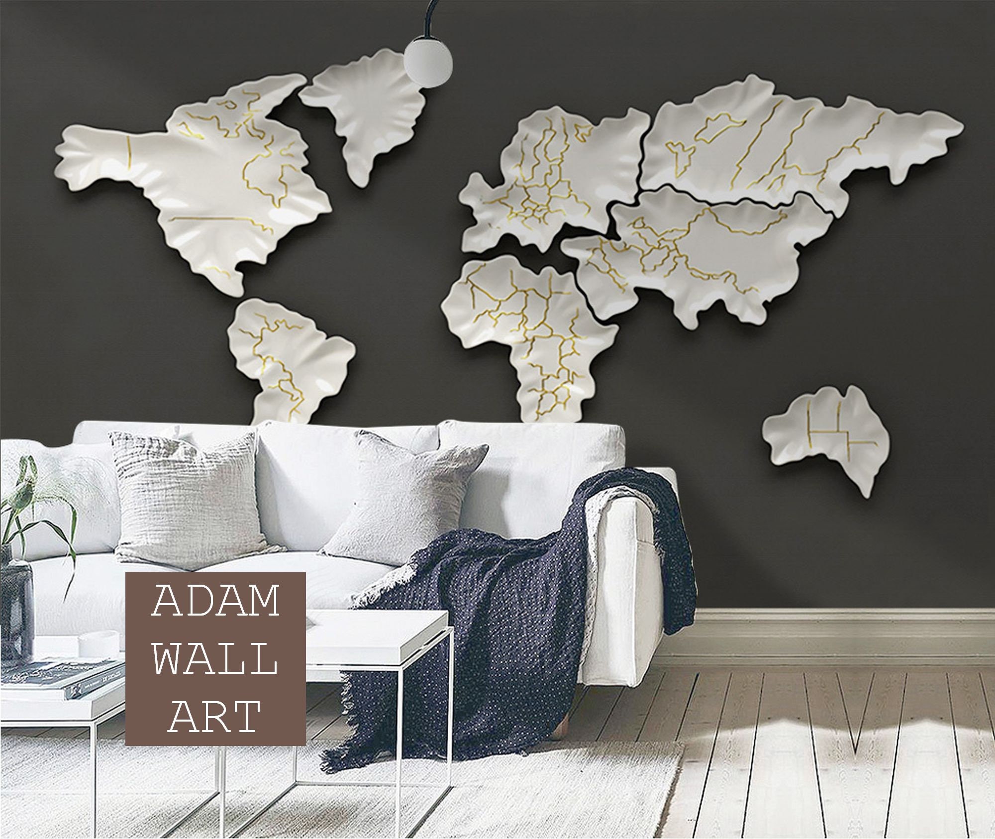 World Map Wallpaper 3d Embossed Effect Modern Wall Mural Home Decor For ...
