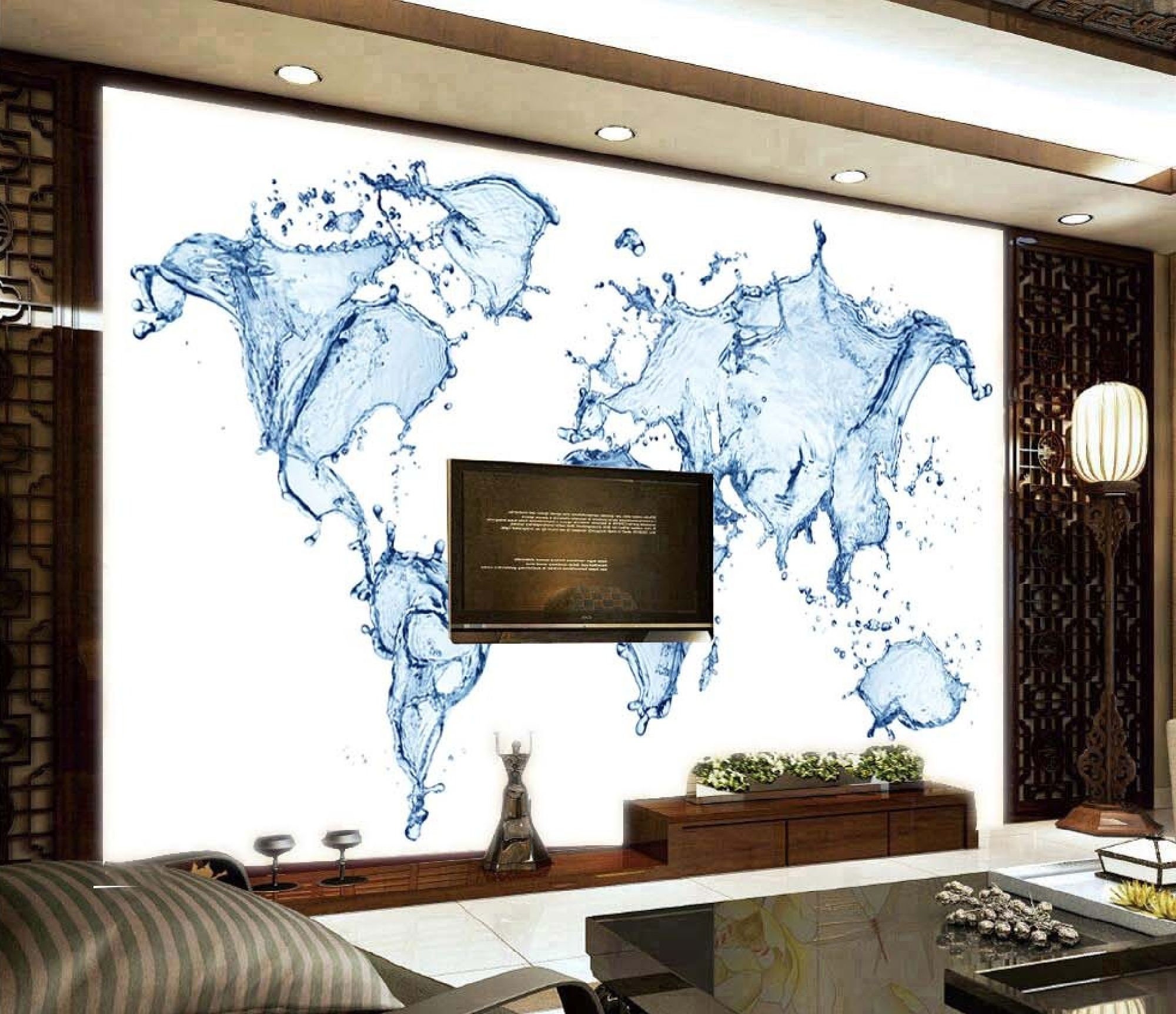 World Map Wallpaper 3D Embossed Wall Mural Modern Home Decor - Etsy