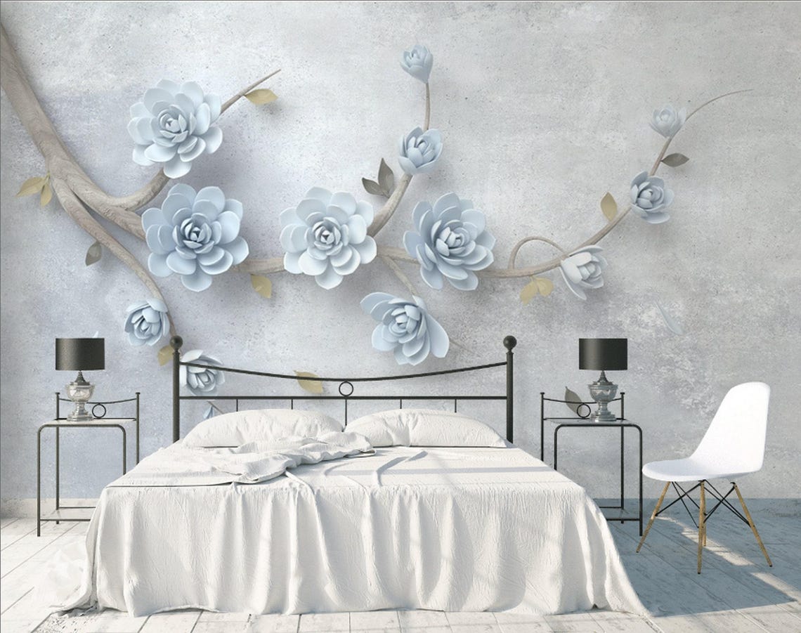 3D Embossed Effect Wallpaper, Wall Mural for Beautiful Living Room and ...