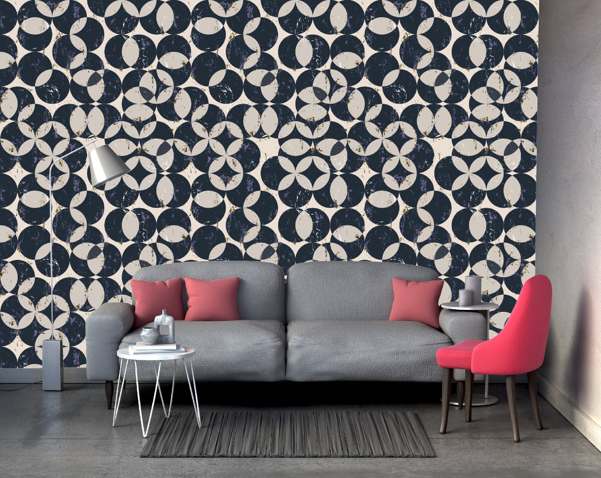 Circle Wallpaper Removable Wall Mural Fabric Textile Wall | Etsy