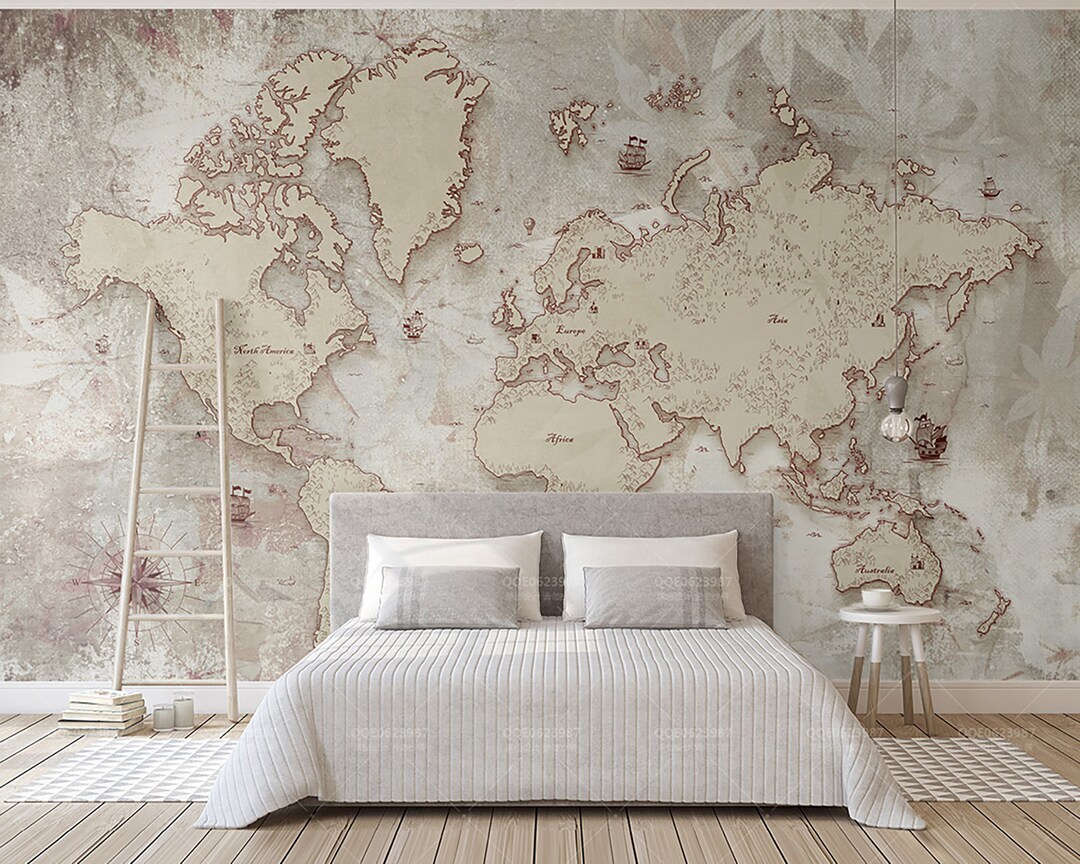 World Map Wallpaper Modern Wall Mural Home Decor for Living Room ...