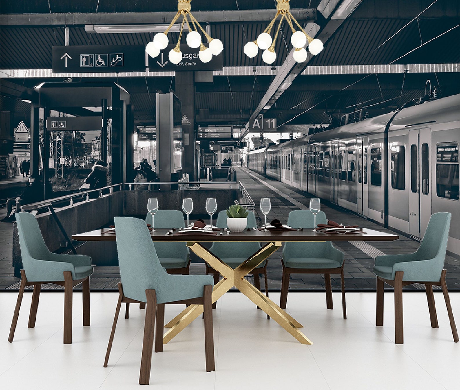 Train Station City Wallpaper Modern Wall Mural for Livingroom - Etsy