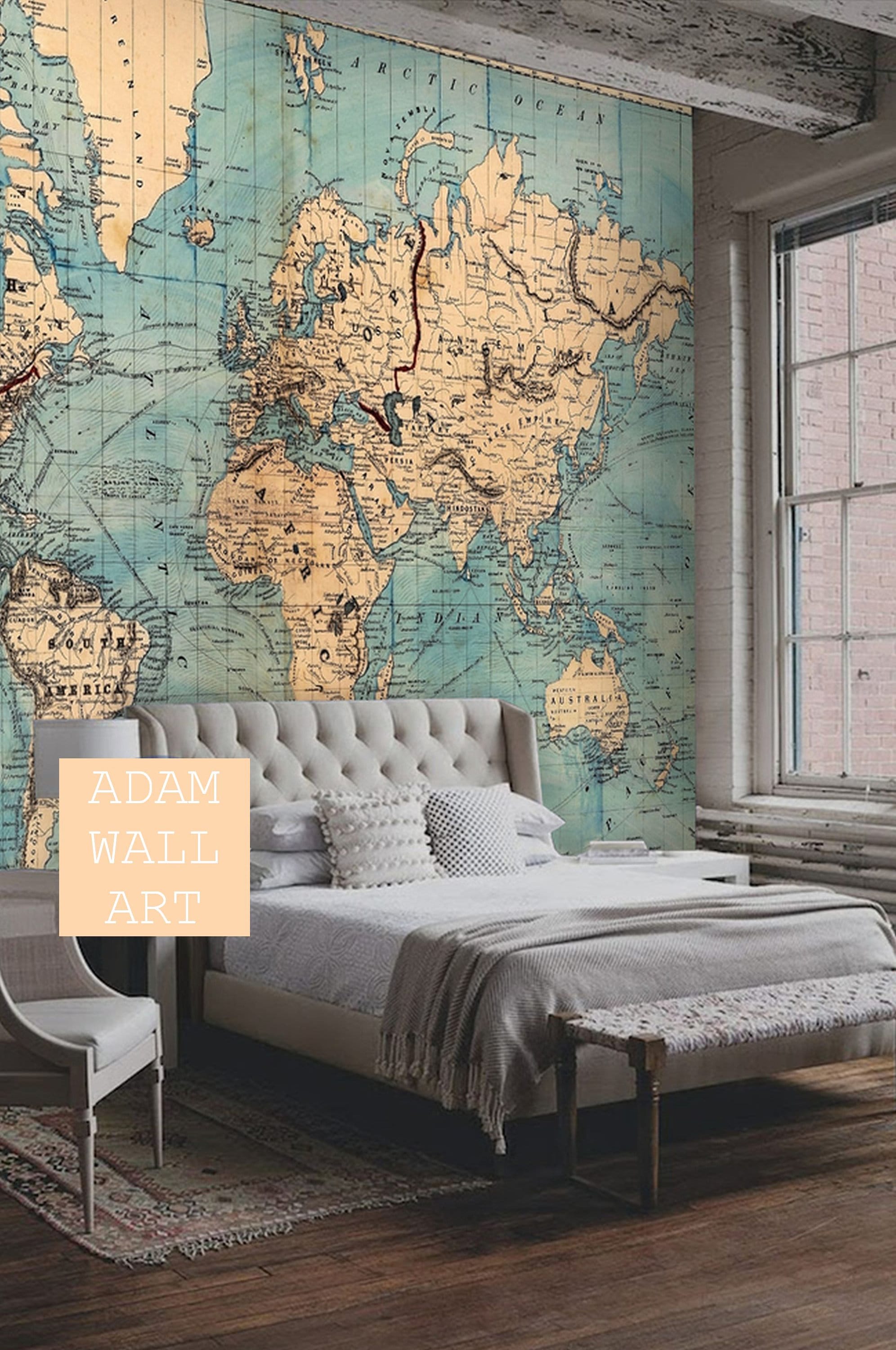World Map Wallpaper Modern Wall Mural Home Decor for Living - Etsy