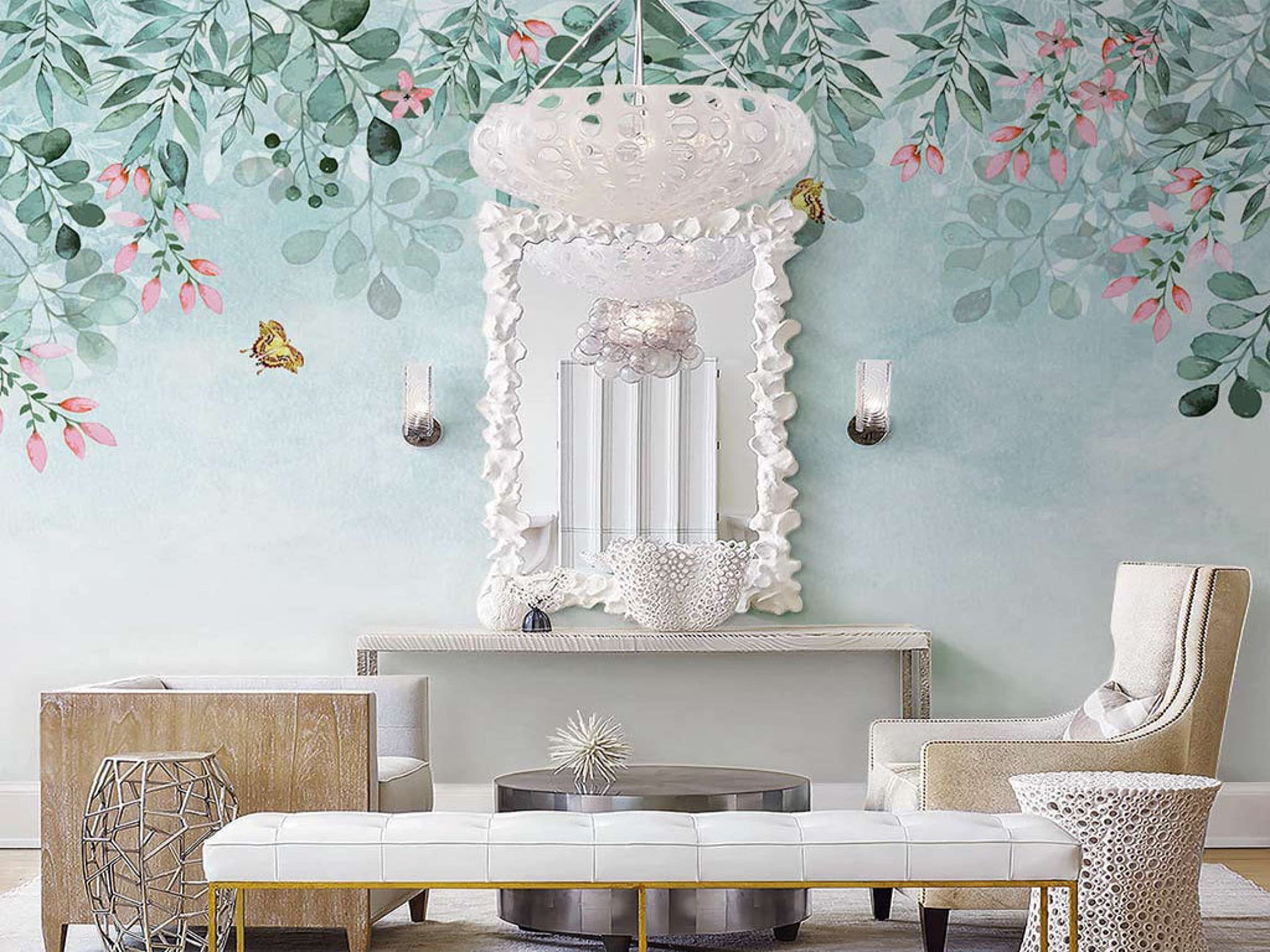 Floral Wallpaper Mural Flower Wall Mural Botanical - Etsy