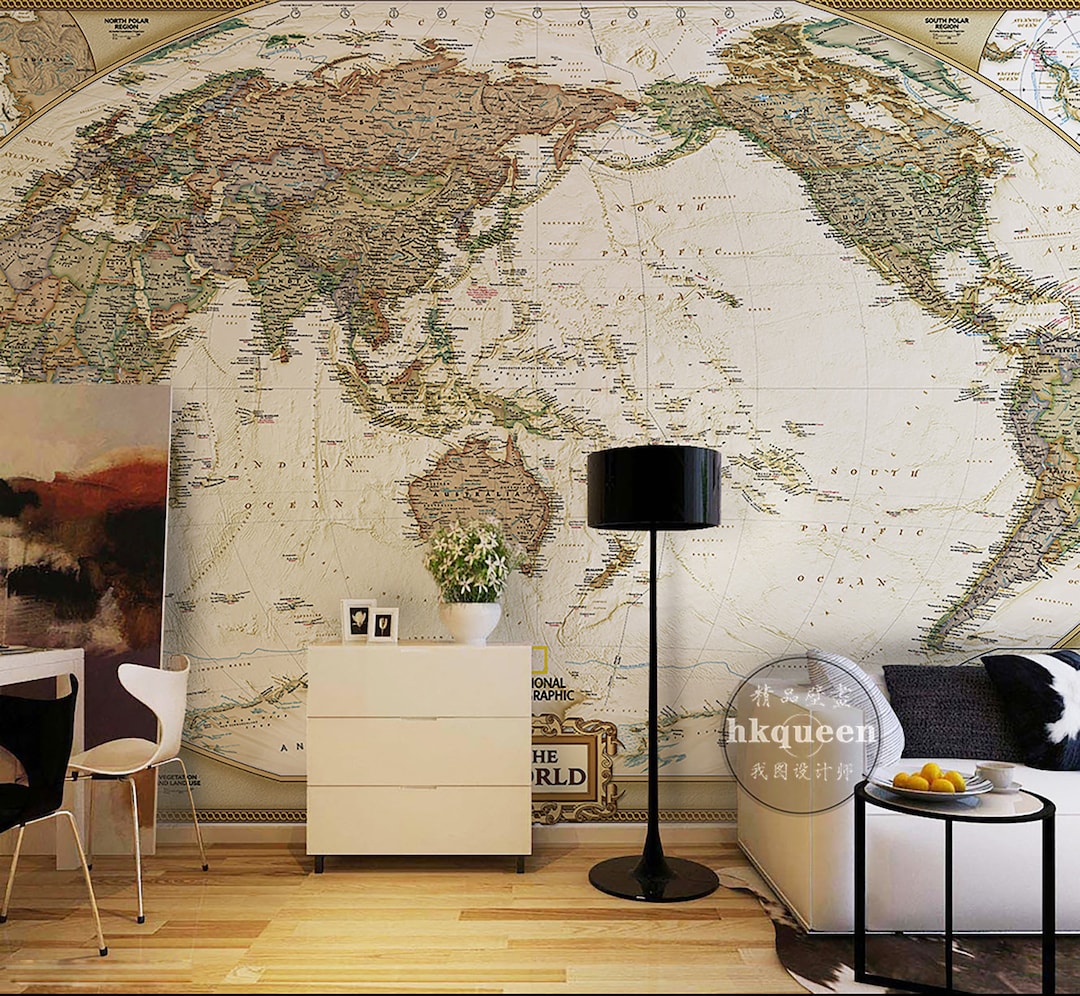 World Map Wall Mural Modern Home Decor for Living Room Bedroom - Etsy