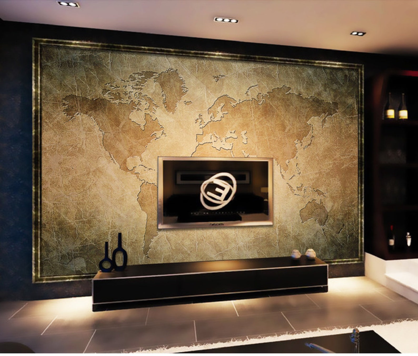 World Map Wallpaper 3D Embossed Wall Mural Modern Home Decor - Etsy