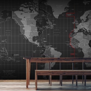 Technology World Map Wallpaper Wall Wall Mural Modern Home Decor for ...
