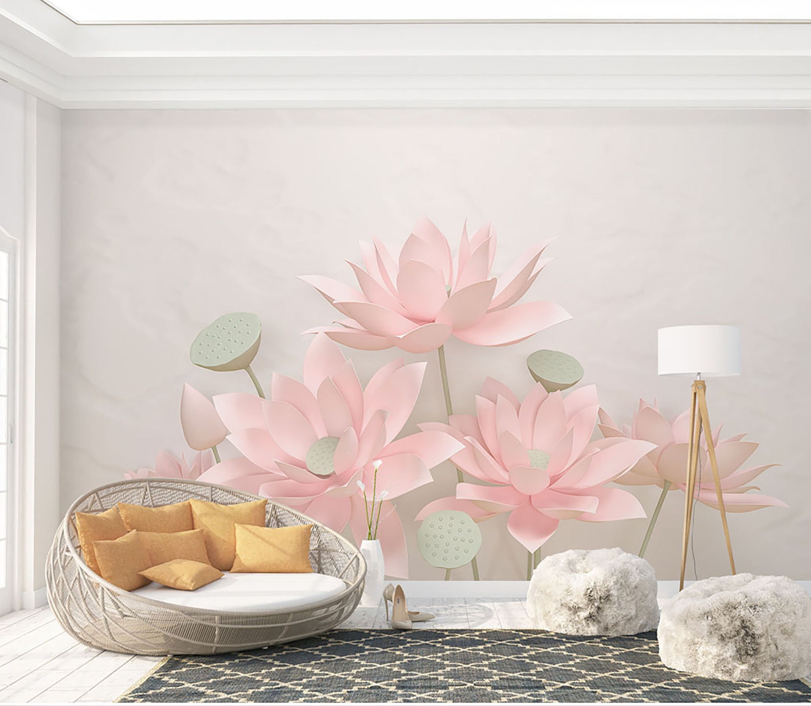 3D Flower Wallpaper Floral Wall Mural Modern Home Decor for | Etsy