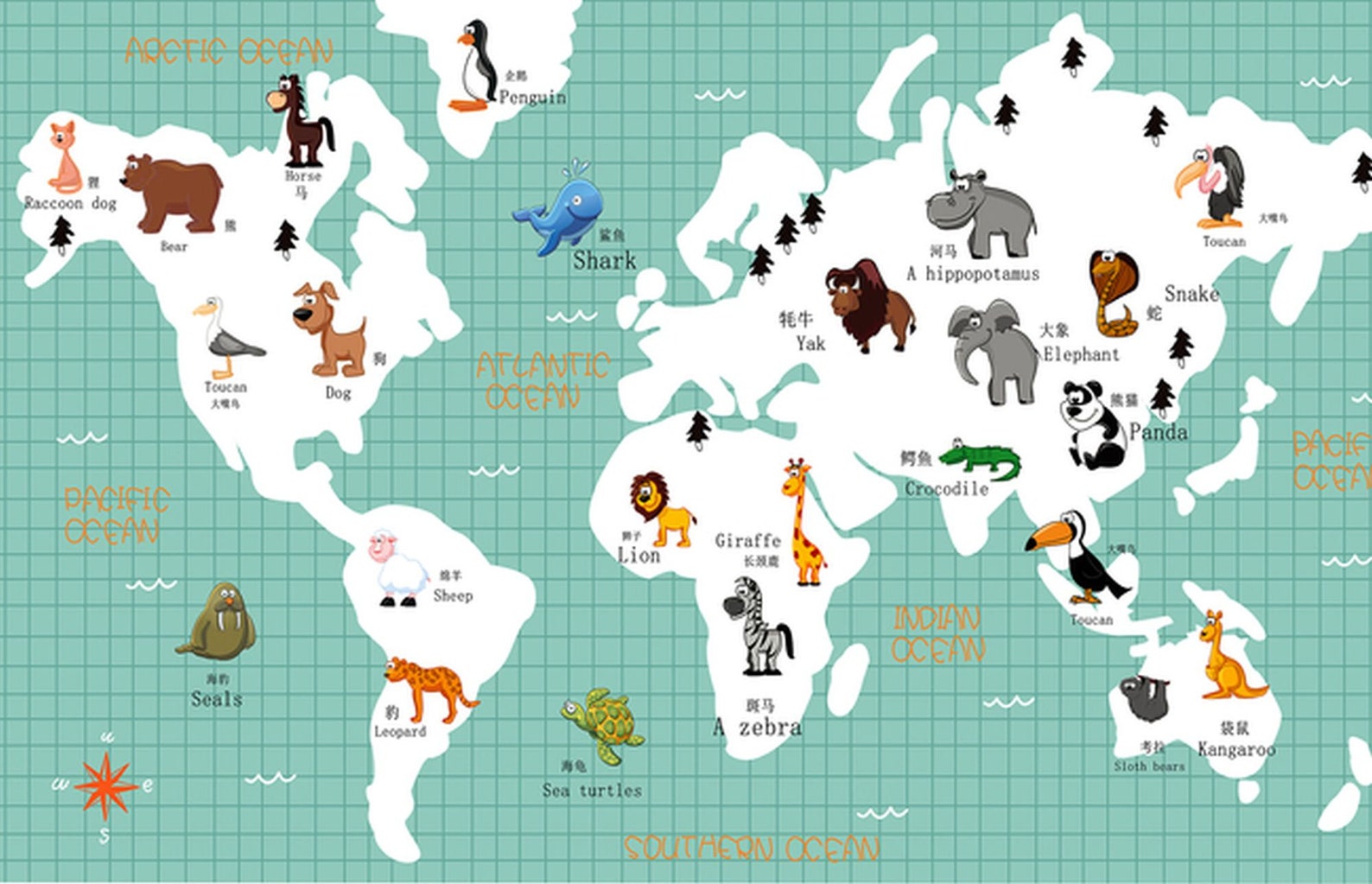 World Map Child Room Wallpaper Nursery Wall Mural Child Room - Etsy