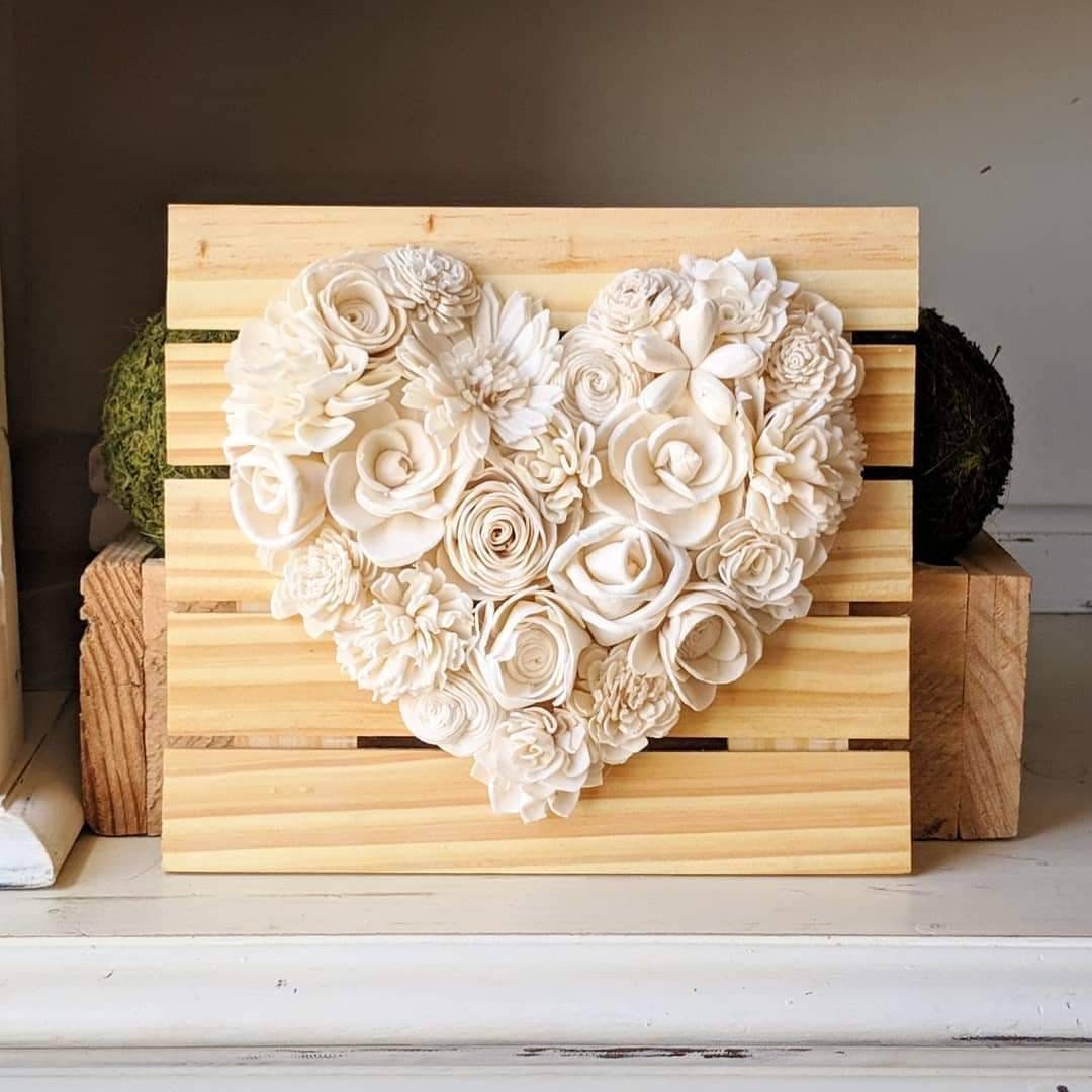 Mini Wood Flowers Heart Board Sola Wood Flowers Nursery - Etsy